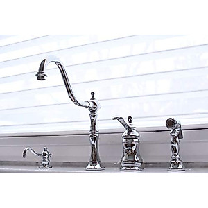 Kingston Brass KS7801TPLBS Templeton Widespread Kitchen Faucet with Brass Sprayer, Polished Chrome
