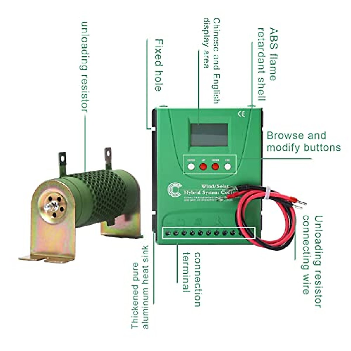 2800W Wind Solar Hybrid Charge Controller, Auto 24V/48V Battery MPPT Hybrid Wind Solar Controller with LCD Display and Free Dump Load Accurate, 1600W Wind and 1200W Solar Panel(GPI48220)