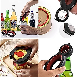 Can Opener for Seniors with Arthritis Helping Hand Jar Opener for Weak Hands Easy Opener with Silicone Jar Opener Gripper Adjustable Multiple Opener 6 in 1 Bottle Opener Jar Lid Jar Opener
