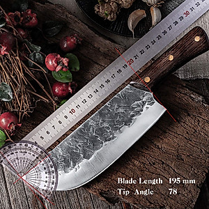 DRAGON RIOT Hand Forged Butcher Knife Cleaver 7.5 Inch High Carbon Steel Meat and Vegetable Cleaver Knife Full Tang Sharp Chef Knife for Kitchen Camping and BBQ…