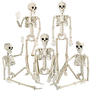 5 Packs Halloween Hanging Decorations, 16" Size Skeleton with Movable Joints, Indoor and Outdoor Party Decor for Haunted House Yard Patio Lawn Garden