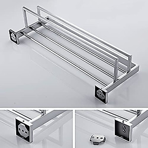 KOKOSIRI 24'' Bathroom Towel Shelf Chrome Towel Rack with Two Bath Towel Bars SUS304 Stainless Steel Wall Mounted, Polished Finish, B6003CH