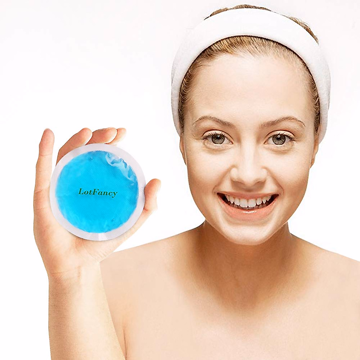 LotFancy Ice Pack for Injuries Reusable, 8 Small Gel Heating Cooling Pads with Cloth Backing, Hot Cold Therapy for Eyes After Surgery, Face, Breastfeeding, Wisdom Teeth, Jaw, Headache, Sinus Relief