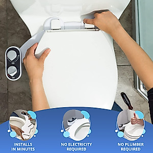 Clear Rear Bidet Attachment & LumiLux Toilet Light (1 pack) - Transform Your Bathroom with Self-Cleaning Dual Nozzle Bidet - Enhance Ambiance with 16-Color LED Motion-Sensing Toilet Bowl Light