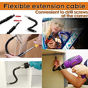 Home DIY tools Universal Socket Wrench Auto Adjustable Size(7-19mm) with Strong Magnetic Screw Driver and Bendable Extension Cable for Corner Driving Screw Gifts for man Christmas