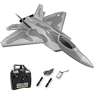 Top Race Remote Control Jet – Advanced F-22 Raptor Model RC Fighter Jet with Range Over 300 ft. – Battery Powered 4 Channel RC Plane with 6 Axis Gyro for Acrobatics