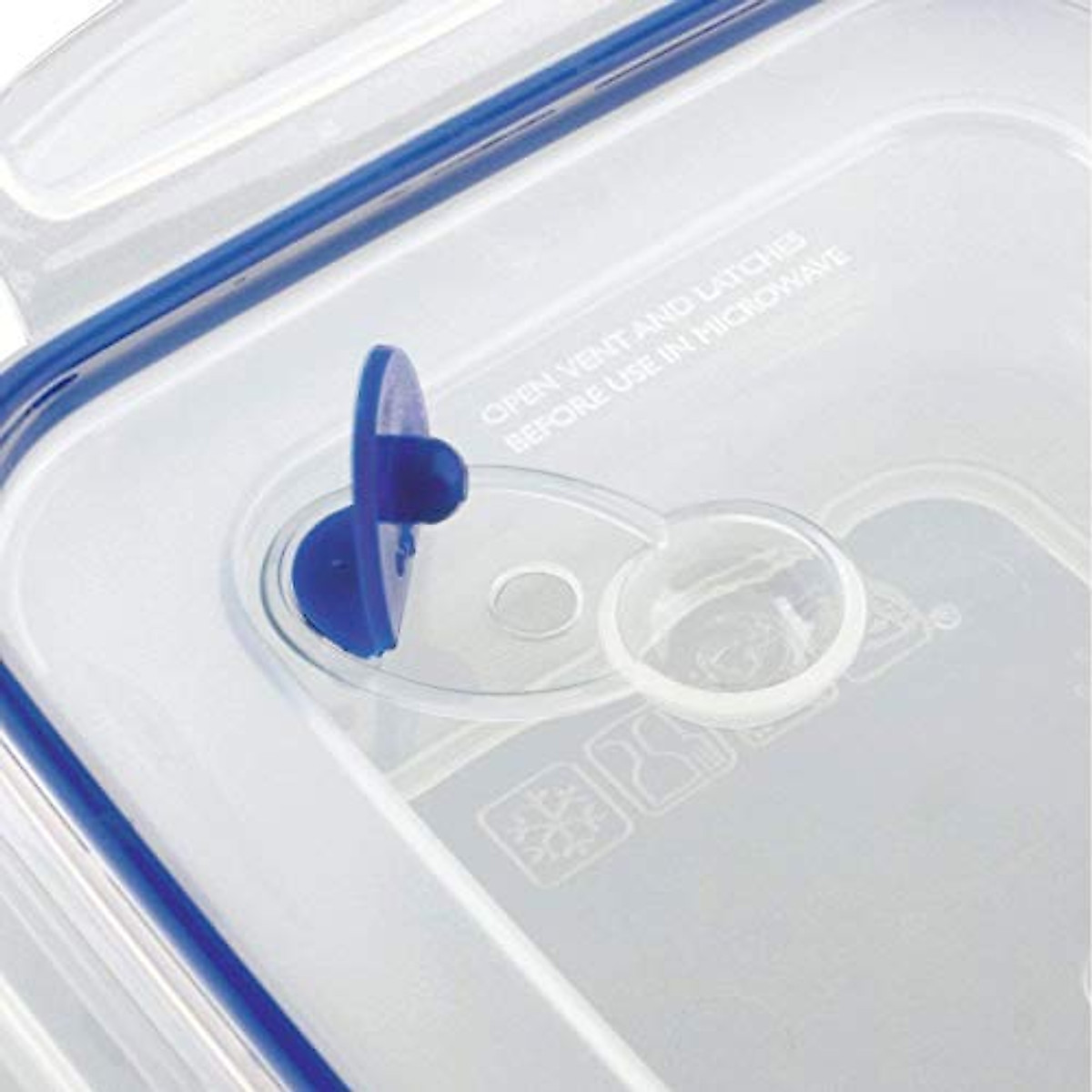 Sterilite Ultra-Seal 4 Cup Square, Airtight Food Storage Container, Latching Lid, Microwave and Dishwasher Safe, Clear With Blue Gasket, 1-Pack