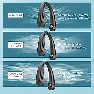 Neck Fan, 6000mAh Portable Fan Personal Fan Hands Free Bladeless Neck Fan 3 Speeds Adjustment 360° Cooling USB Wearable Fan Rechargable Hanging Neck Fan for Women, Men, Office, Travel, Outdoor