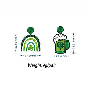 St Patrick's Day Earrings for Women Irish Shamrock Dangle Earrings Green Clover Hat Horseshoe Drop Earrings Good Luck St Patty's Accessories