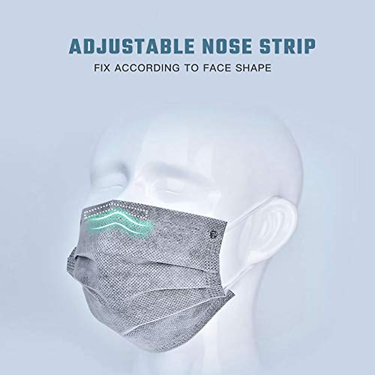 MSAAEX Black Disposable Face Mask, 4-Ply Black Masks with Ear Loop, Non-Woven Mouth Cover - 50 Pcs