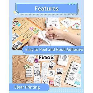 Fimax 9 Rolls Sticker Thermal Paper for Mini Printer, 57mm Thermal Paper HD Photo Paper White Self-Adhesive for Mini Portable Printer and PeriPage A6 Pocket Thermal Printer, 57 x 30