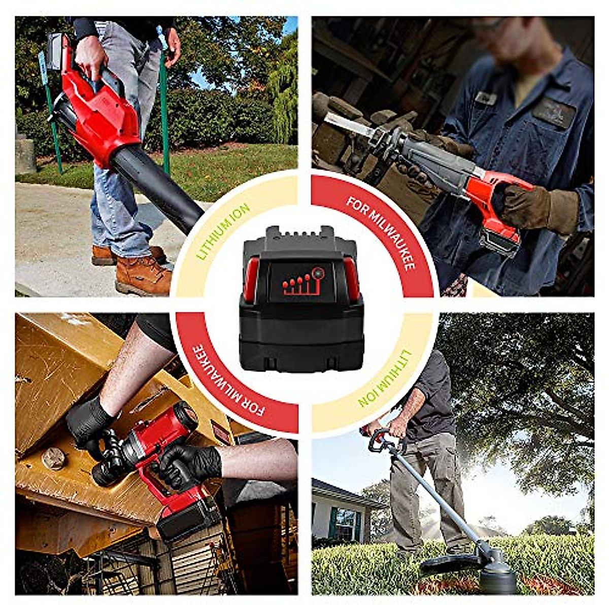 JIALIPOK High Capacity 6.0Ah Replacement for Milwaukee 18V Battery M18 M18B 48-11-1820 48-11-1850 48-11-1828 48-11-10 Lithium-Ion Battery Cordless Power Tools