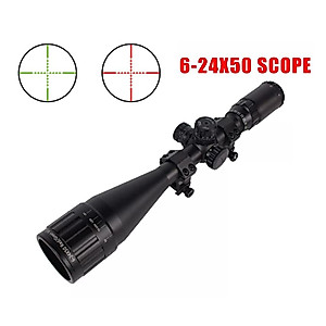 MYMY Premium Quality, 6 24x50mm AOL Scope W Front AO Adjustment. Red/Green mil dot Reticle with Black