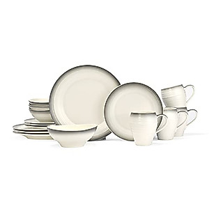 Mikasa Swirl Ombre Graphite 16 Piece Dinnerware Set, Service for 4