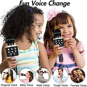 Winique Karaoke Machine for Kids, Bluetooth Mini Karaoke Machine with LED Lights, Christmas & Birthday Gift for All Ages 3 4 5 6 7 8 9 10+ Year Old Girls & Boys, Singing Anytime Anywhere(Black)