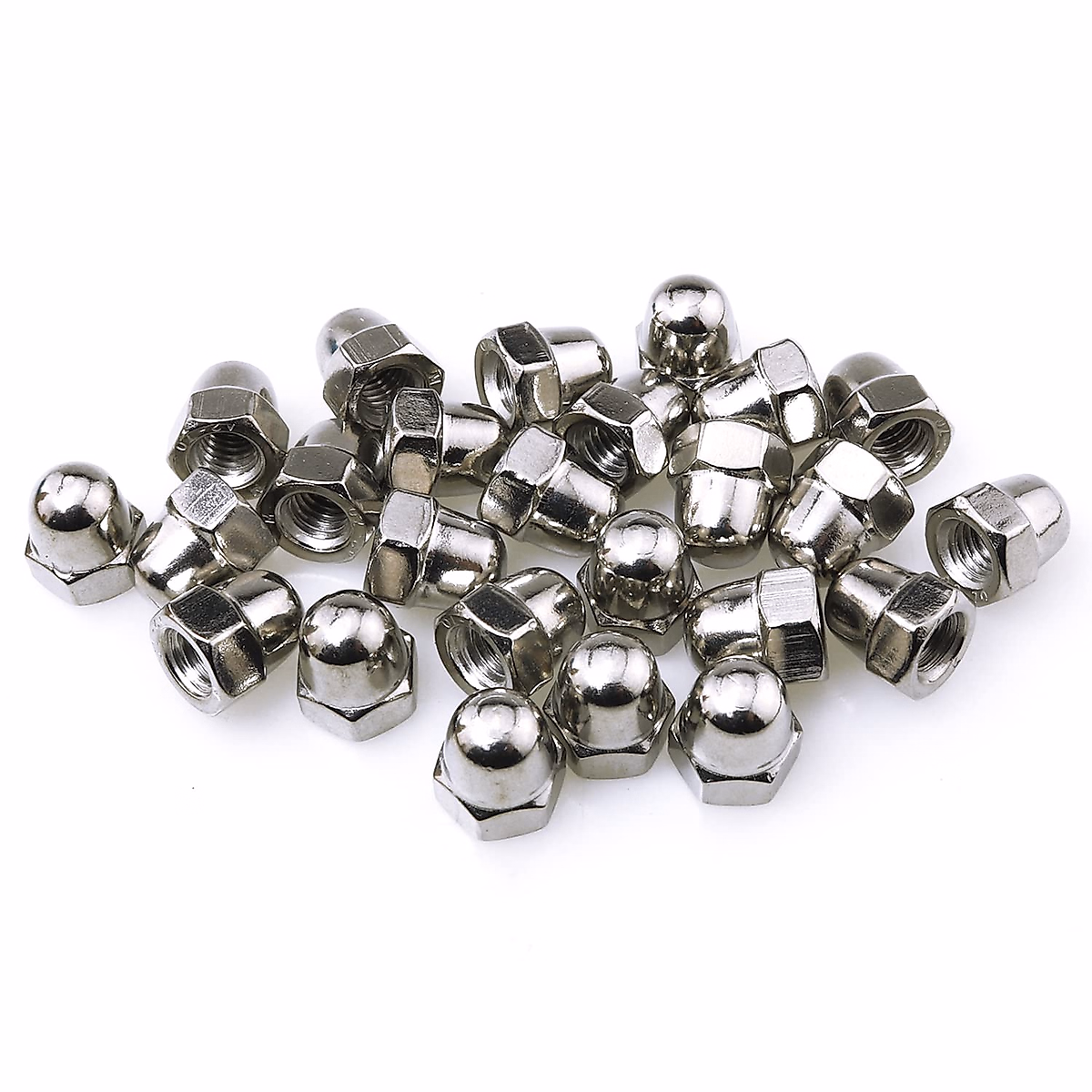 Acorn Nuts JianLing 25pcs Silver Tone 304 Stainless Steel Hex Nut Female Cap Decorative Cap Nuts Caps Covers M6 Acorn Nut