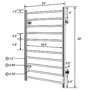 JSLOVE Towel Warmer Wall Mounted Heated Towel Racks for Bathroom, Stainless Steel Hot Towel Rack with Timer (Silver-10 Bars)