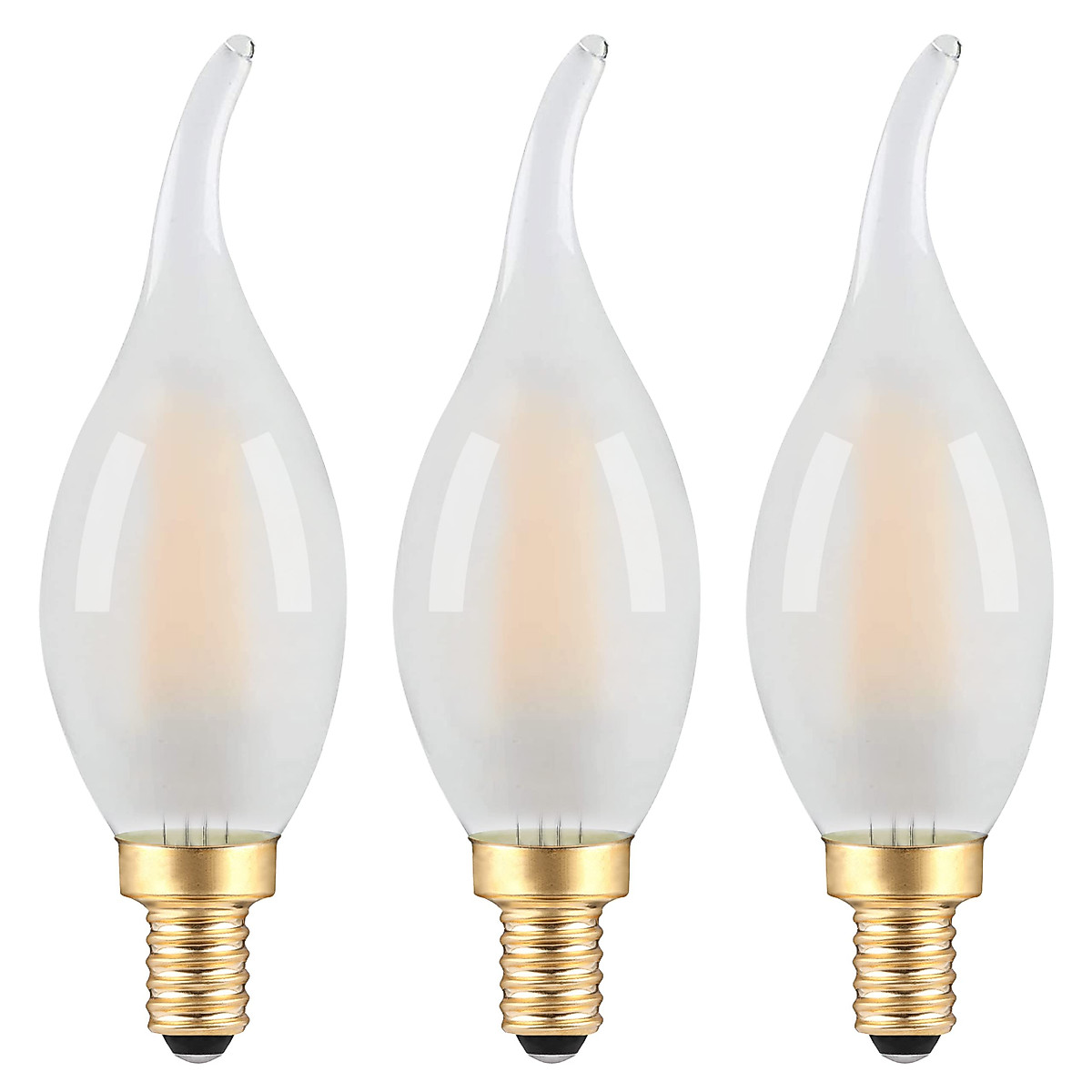 Frosted E12 Candelabra Bulb 25W Equivalent LED Chandelier Light Bulbs- 2W Dimmable E12 LED Bulb- 2700K Soft Warm- CA10 Flame Tip Candle Bulbs for Bedroom, Living/Dining Room, Wall Lantern- 3 Count