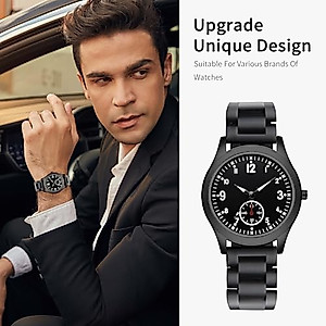 BOSHIYA Quick Release Watch band, Universal Stainless Steel Watch strap 18mm, 20mm, 22mm or 24mm, Fits Samsung Galaxy Watch 6/5/4/3,G-armin Watch,Huawei Watch for Men Women，Silver Black