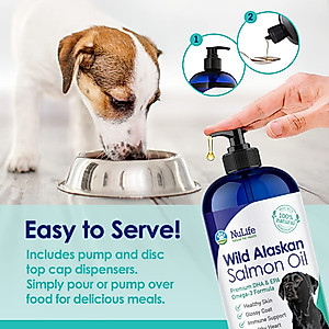 Pure Wild Alaskan Salmon Oil for Dogs, Omega 3 Formula with Pollock, Dog Fish Oil Liquid, Skin and Coat Supplement for Shedding, Dry Itchy Skin and Allergies, EPA + DHA Fatty Acids, 32 oz Pump Bottle