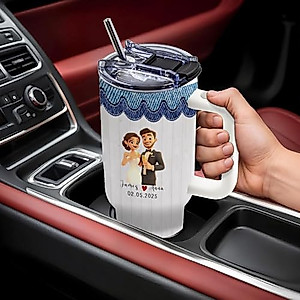 Custom 40oz Tumbler with Handle – wedding selfie-Personalized Couple Gift for Anniversary Wedding Gift, Birthday, Mother's Day, Valentine’s Day XagDx6