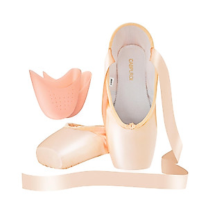 CABPLROI Women's Ballerina Shoes Professional Ballet Dance Satin Pointe Shoes for Girls with Bag and Toe Pads (Pink, Adult, Numeric_7)