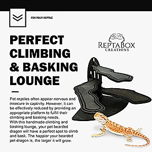 Reptabox Creations Wiggly Bearded Dragon Climbing & Basking Perch| Ideal Crested Gecko, Leopard Gecko Tank Accessory | Bearded Dragon Platform with Adjustable Wooden Planks for Reptile Keepers