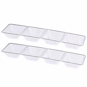 Plasticpro 4 Sectional Rectangle Plastic Disposable Serving Tray/Platter 5 X 16 Clear Pack of 2