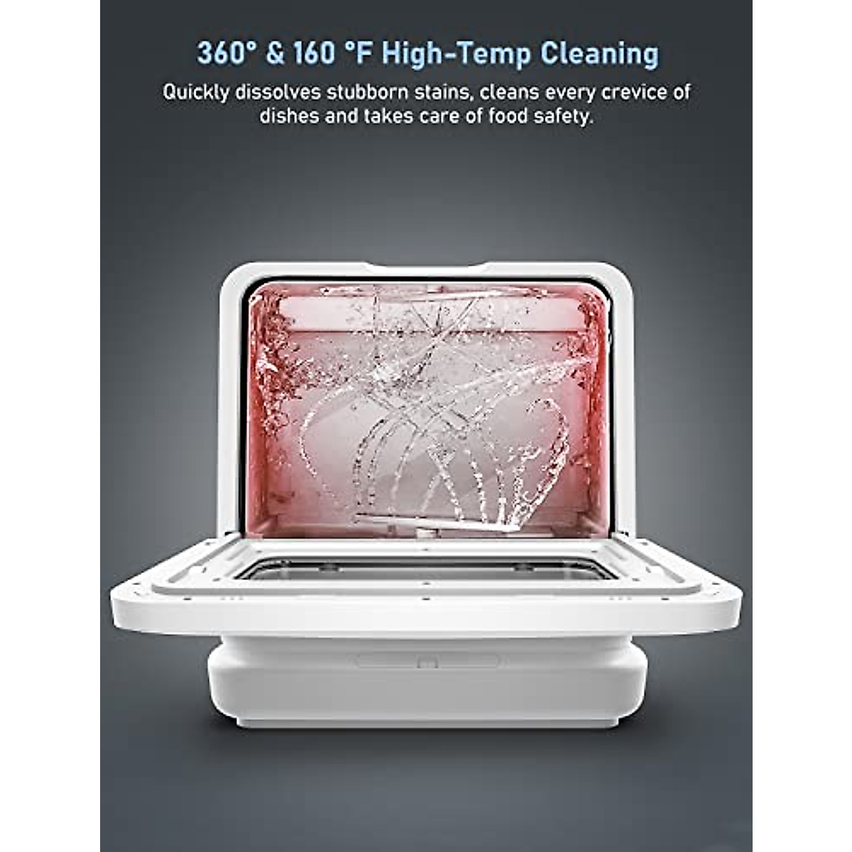 Countertop Dishwasher, Portable Dishwasher with 6L Water Tank & 6 Programs, Mini Dishwasher with 360° Dual Spray & Air-Dry, Water/Power-saving for Apartments & RVs, Accessories included, White…