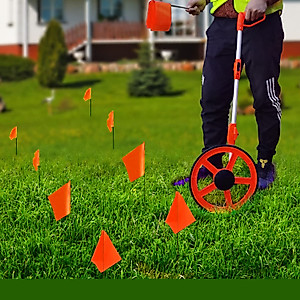 Zozen 100Pack Marking Flags, Orange&Green&Blue, Marker Flags for Lawn, 15x4x5 Inch Landscape Flgs, Irrigation Flags, Lawn Flags,Yard Markers, Match with for Distance Measuring Wheel.