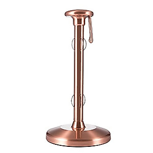 LKKL Paper Towel Holder Countertop, One Hand Tear Kitchen Paper Towel Holder Stand with Sturdy Weighted Base, Standing Paper Towel Roll Holder for Kitchen Bathroom Laundry, Stainless Steel Rose Gold