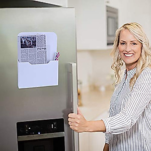 Antner 2 Pack Magnetic File Holder Letter Size Magnetic Wall File Organizer Office Supplies Mail Planners Case, White