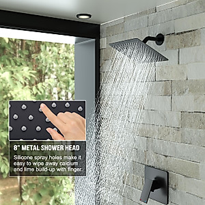 Alesco Tub Shower Faucet, Black Shower Faucet Set with 8-Inch Shower Head and Tub Spout, Shower Head and Handle Set Include Shower Valve, Tub Shower Trim Kit, Matte Black