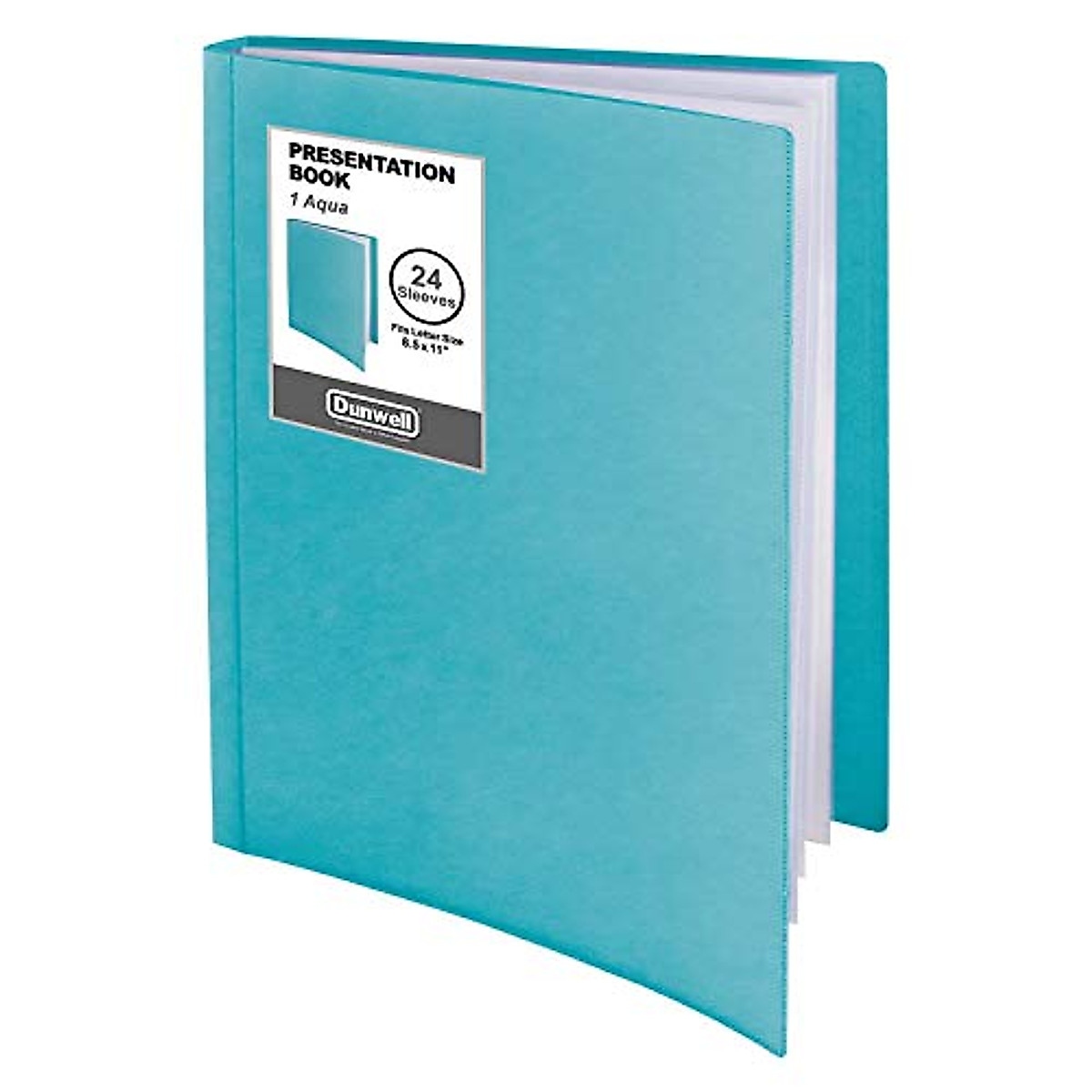 Dunwell Binder with Plastic Sleeves 24-Pocket - Presentation Book 8.5x11 (Aqua), Portfolio Folder with 8.5 x 11 Sheet Protectors, Displays 48 Pages Letter Size Papers, Acid Free Archival Quality