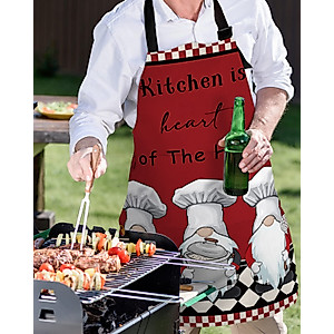 Yomandocix Chef Apron Adjustable Bib Aprons, Fat Chef Kitchen Cooking Apron with Pockets for Men Women Cook Gnomes