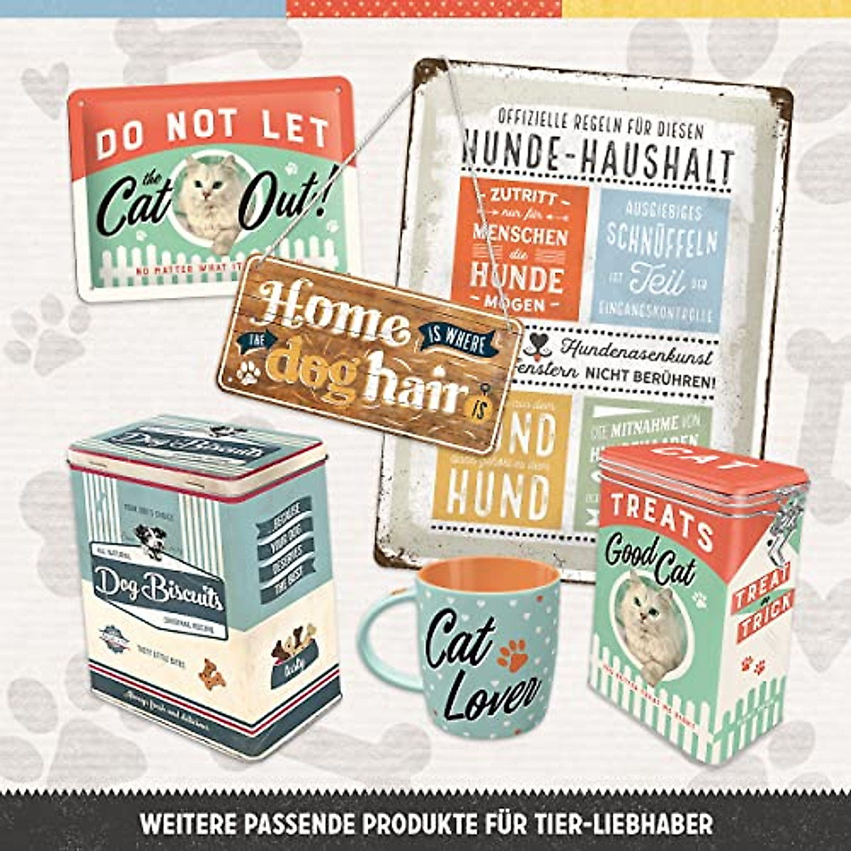 Nostalgic-Art 30143 Animal Club - Cat Food - Love Mix, Storage Tin L