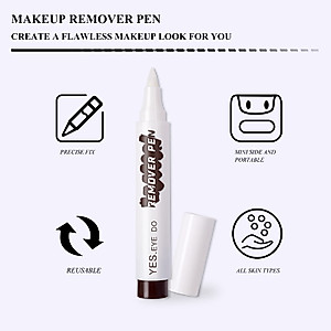 KYDA 2 Pcs Makeup Remover Pen, Makeup Cleanser Eraser Pen, Non-irritating Disposable Makeup Fix Pen, Make Up Corrector Pen for Eyes Lips Face, Correct Makeup Mistakes