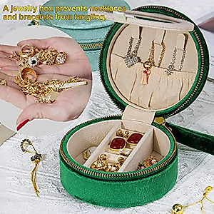 TOPLDILB Plush Velvet Travel Jewelry Box - Mini Jewelry Travel Case with Mirror Portable Small Jewelry Organizer Gift for Christmas Mother's Day Thanksgiving Anniversary Birthday - Emerald