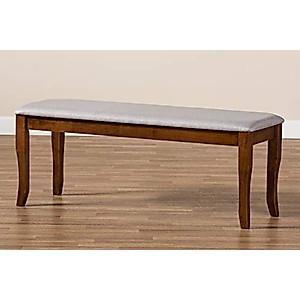 Baxton Studio Cornelie Modern and Contemporary Transitional Grey Fabric Upholstered and Walnut Brown Finished Wood Dining Bench