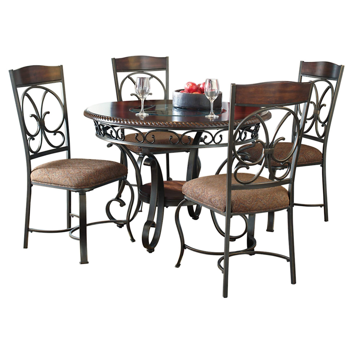 Signature Design by Ashley Glambrey Old World Dining Chair with Cushion, 4 Count,, 23.5"D x 19.75"W x 40.5"H, Brown