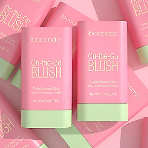 Multi-Use Makeup Blush Stick,Cream Blush Stick,Waterproof Natural Nude,Monochromatic Blush Beauty Wand for Cheek and Lip Tint(Shy Pink)