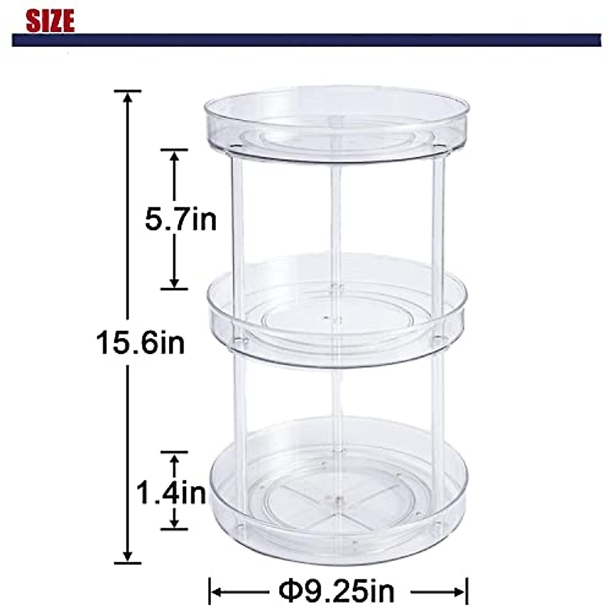 Non-Skid 3 Tier Lazy Susan for Kitchen, Cabinet, Pantry,Lazy Susan Turntable Cabinet Organizer，360 Degree Rotating Spice Rack，Lazy Susan Turntable