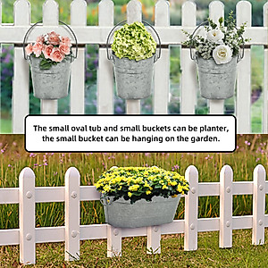 Oval Ice Bucket with 3 Serve Buckets Set-Condiments, Nuts, Ice Cream, Snacks, Galvanized Metal Drink Cooler Beverage Tub, Chill Wine & Beer, 2.4 for Home Parties Gallons, Galvanized