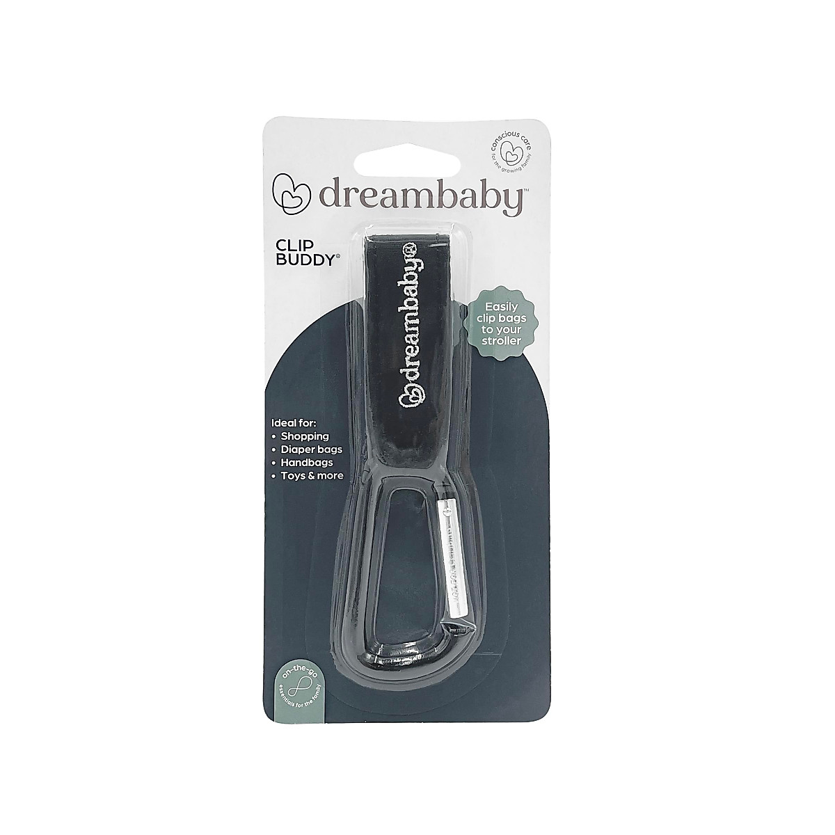 Dreambaby Clip Buddy Stroller Hook Carabiner - Bag Holder - Black- Model L271