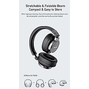 AWEI A710BL ANC Active Noise Cancelling Headphones Bluetooth 5.0, Stereo Headphones, Wireless and Wired Switching at Will, Stereo High Sound Quality, Shocking Bass Effect, Clear Calls (Black)