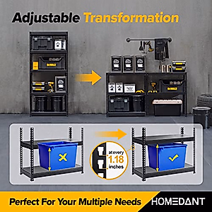 HOMEDANT 5 Tier Laminated Metal Shelving Unit Adjustable Garage Storage Utility Rack Heavy Duty Shelves Organization Multipurpose Shelf Warehouse Basement Shed Pantry 31.9" W x 16.2" D x 71.3" H 1Pack