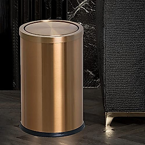 Stainless Steel Trash can with flip Cover Gold Household Kitchen Toilet Living Roomt with Garbage (Rose Gold Trash can)