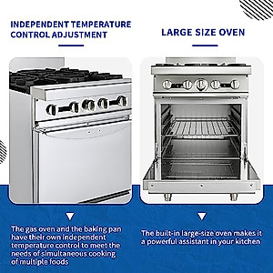 WMAOT 36" Commercial Range with 2 Burner 4.8 Cu.Ft Electric Oven 24" Griddle 35000 BTU Manual Natural Gas Range for Commercial Kitchen Restuarant Bar