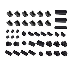 Anti Dust Plug,HFEIX Silicone Cap Computer Port Cover PC Interface Stopper Socket Protecor Kit Black (Black 44)
