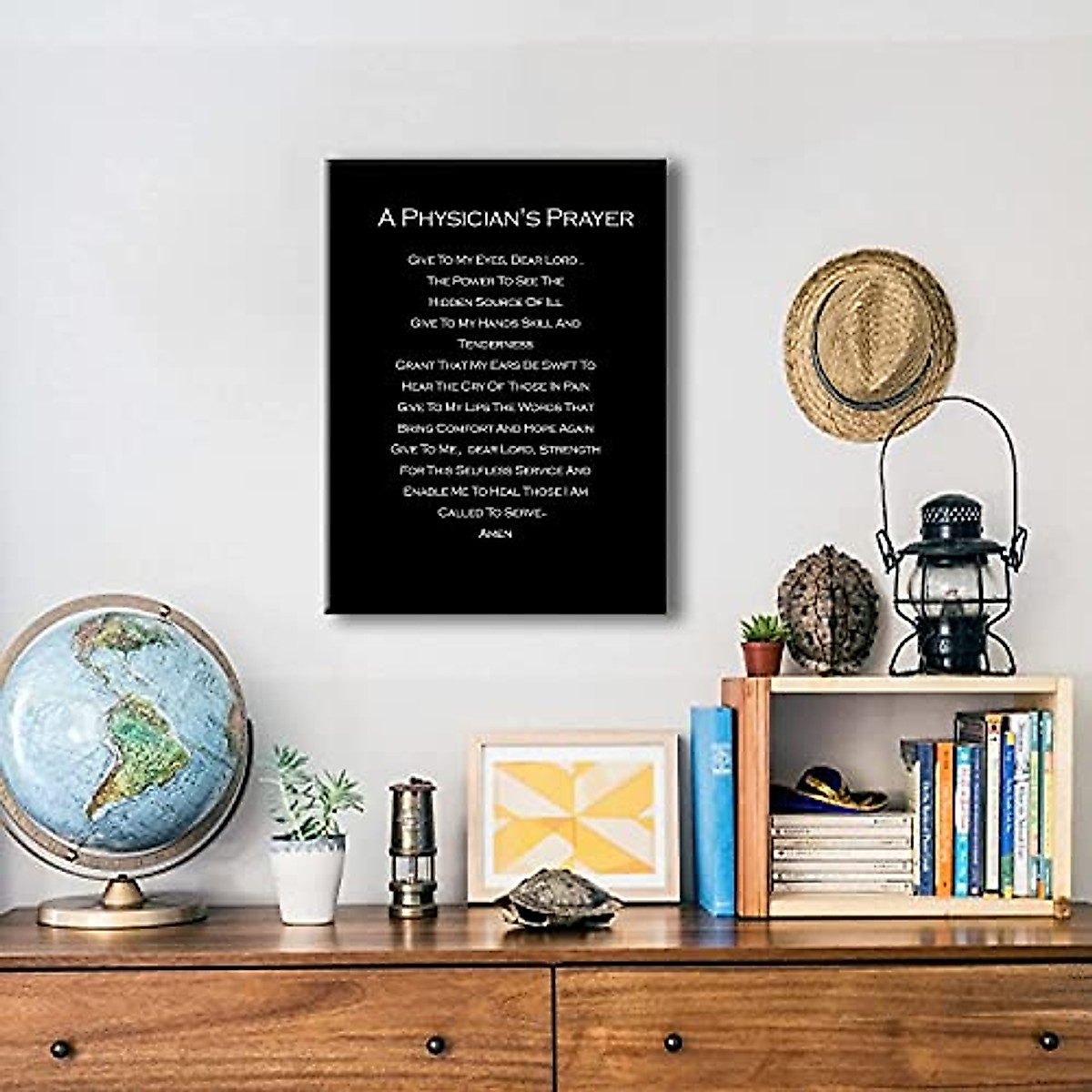 Doctor Physicians Gifts for Women Men, A Physician's Prayer Poster Canvas Wall Art Painting Ready to Hang for Home Office Decor - Doctor Christian Gifts Graduation Gifts - Easel & Hanging Hook 11.5x15 Inch